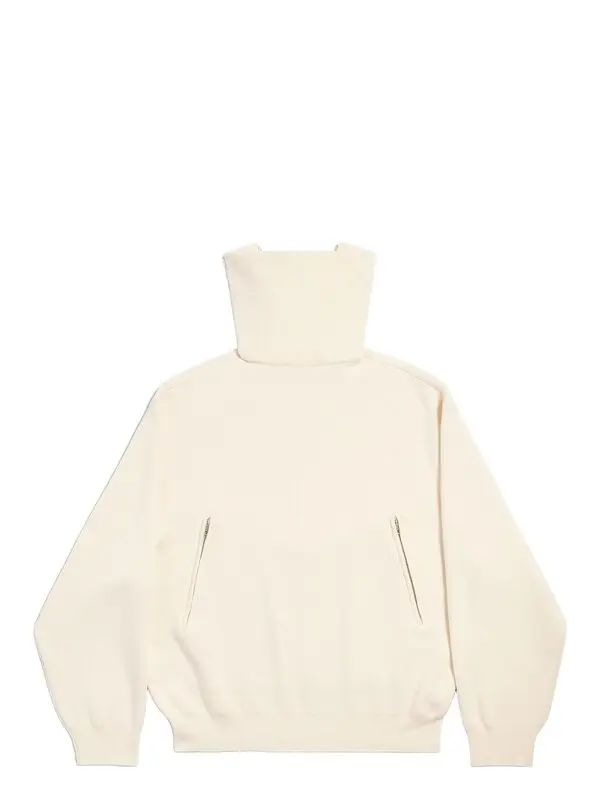 Balenciaga Compact Wool Knit High Neck Sweater - White