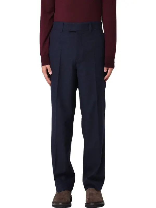 PAOLO PECORA Flat Front Trousers - Blue