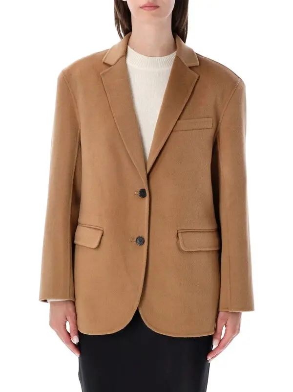 ANINE BING Quinn Single-breasted Blazer In Wool And Cashmere Blend - Camel