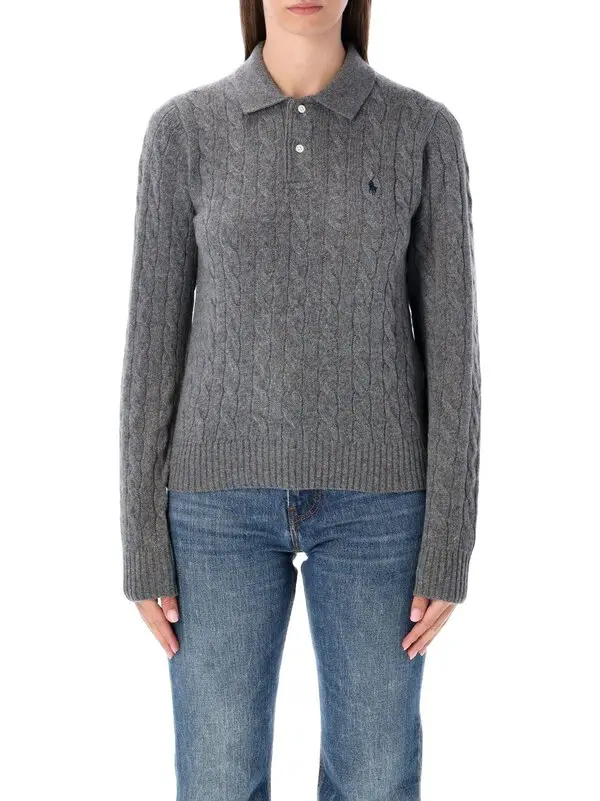 Polo Ralph Lauren Slim Fit Knit Polo In Wool And Cashmere Blend - Grey