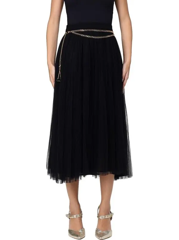 Elisabetta Franchi Midi Tulle Skirt - Black
