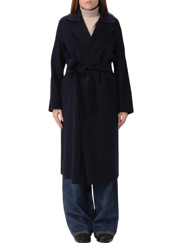 Max Mara Tie Detailed Coat - Blue