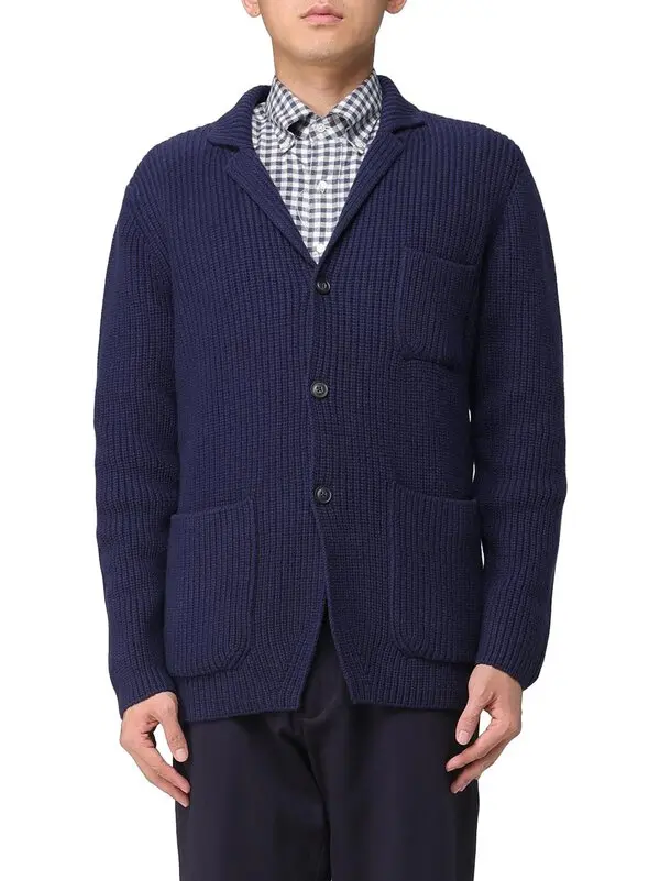 FAY Ribbed Knit Cardigan - Blue