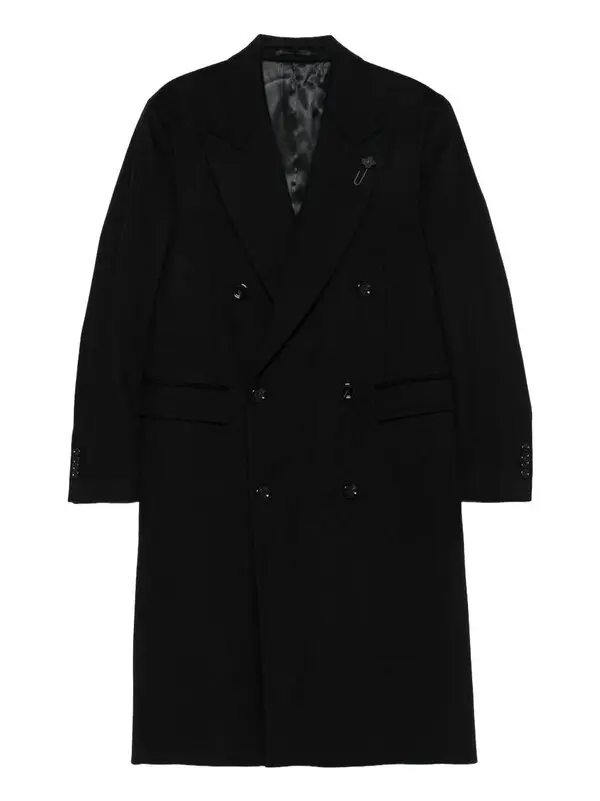 LARDINI Double-breasted Coat - Black