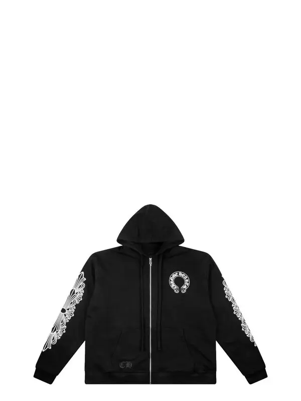 Chrome Hearts Horseshoe-print Zip-up Hoodie - Black