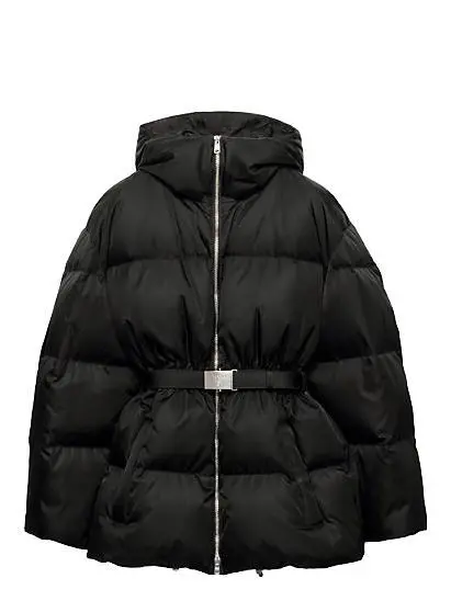 Prada Re-nylon Hooded Shell-down Puffer Jacket - Black