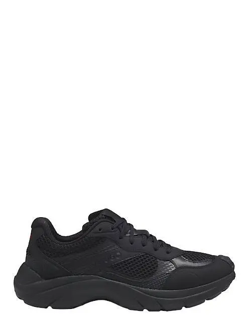 Hugo Brand-debossed Mesh And Faux-leather Low-top Trainers - Black
