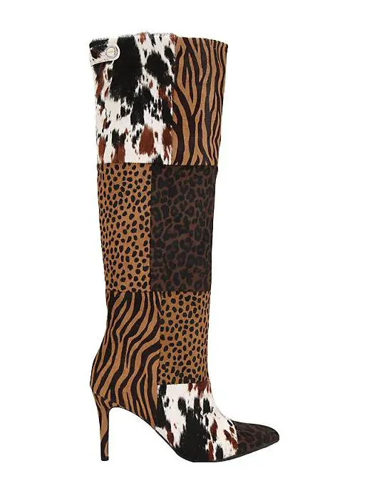 Carvela Animal-print Leather Knee-high Stiletto Boots - Brown/oth