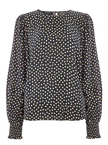 Whistles Spot-print Relaxed-fit Woven Blouse - Black