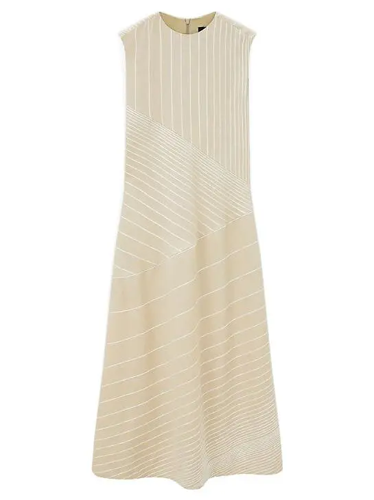 JOSEPH Maryse Embroidered-stripe Maxi Dress - Affogato/ivory