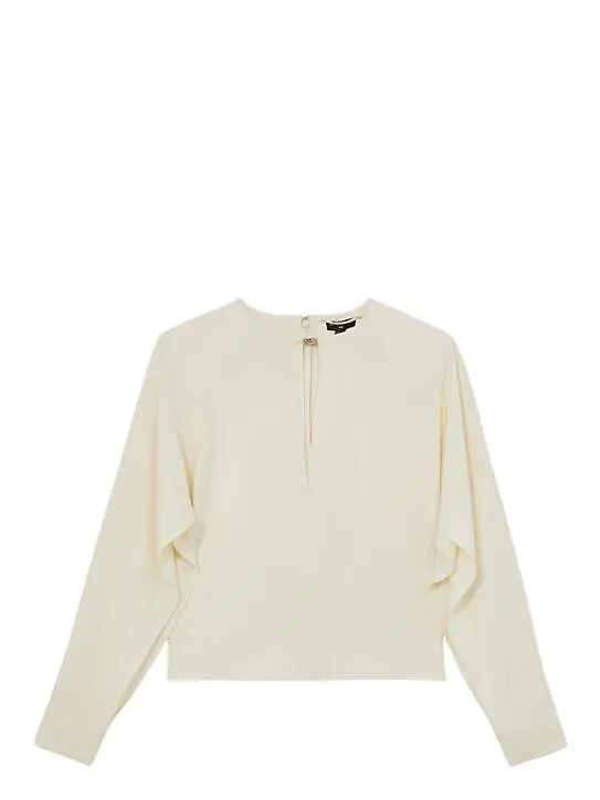 REISS X Atelier Luella Turn-lock Woven Blouse - Cream