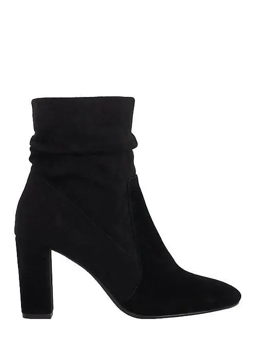 DUNE Ruched Suede Heeled Ankle Boots - Black Suede