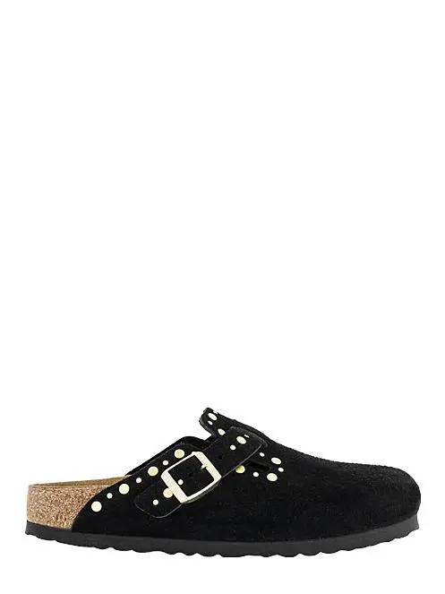 BIRKENSTOCK Boston Stud-embellished Suede Clogs - Black Rivet