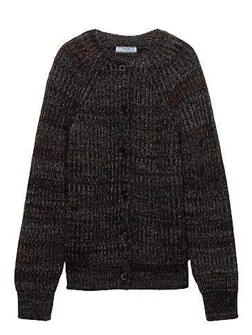 Prada Oversized Ribbed-knit Wool And Cashmere-blend Cardigan - Brown