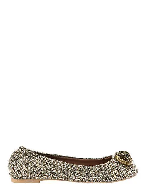 Kurt Geiger Chelsea Embellished Woven Ballet Flats - Beige Comb