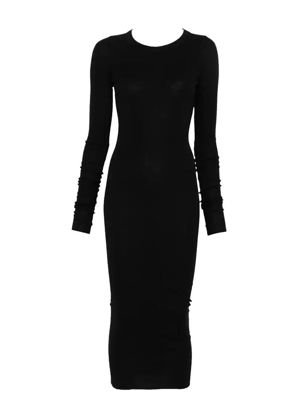 Rick Owens Abito Rib Long-sleeve Dress - Black