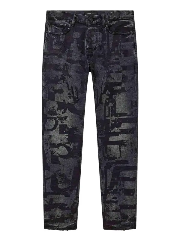 PURPLE BRAND Skinny Grunge Print Jean - Black