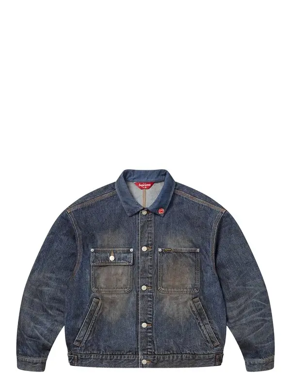 Supreme Distressed Selvedge Trucker Jacket - Blue
