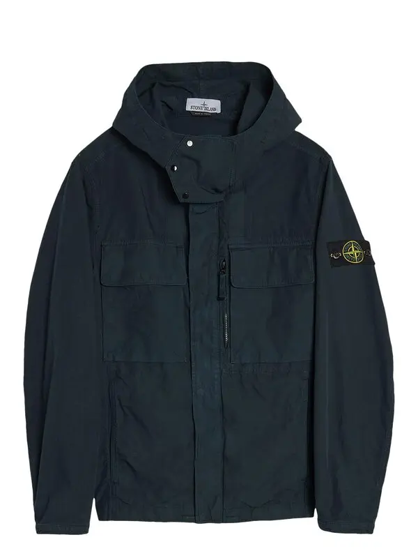 Stone Island Canvas Weave Cotton Hooded Field Jacket - Blue