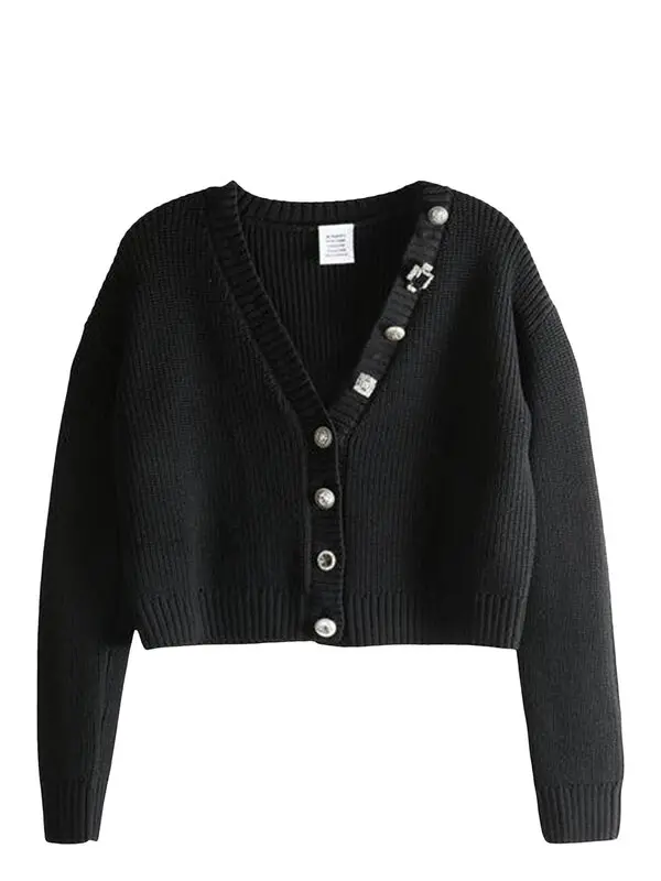 Vetements Fancy Button Mini Cardigan - Black