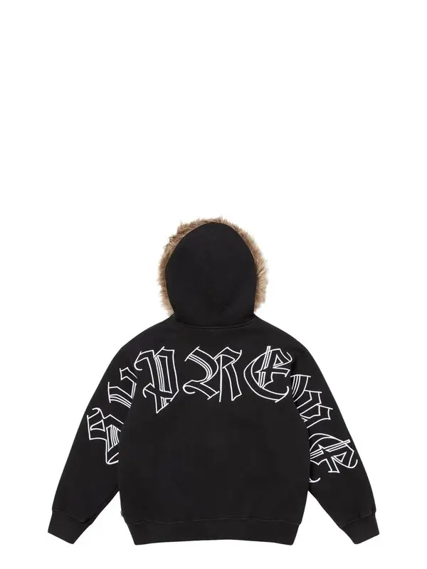 Supreme Faux Fur Zip Up Hooded Sweatshirt - Black