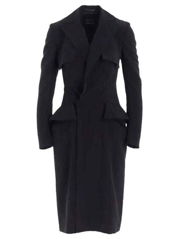 Yohji Yamamoto Flap Detail Slim Dress - Black