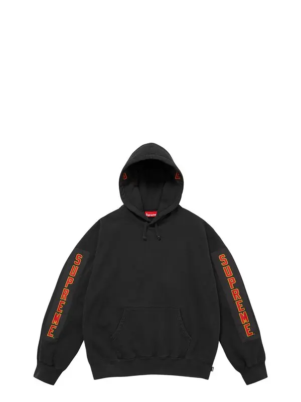 Supreme Woven Patches Hooded Sweatshirt - Black