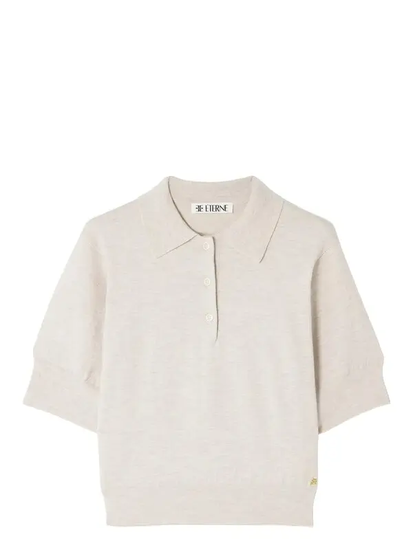 Eterne Journey Embellished Cashmere Polo Shirt - Ecru