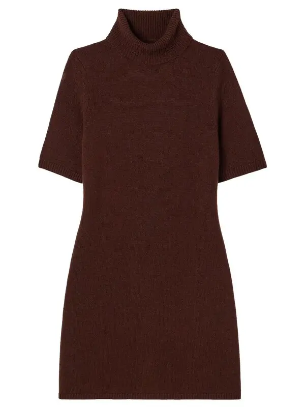 DÔEN Agathe Cashmere Turtleneck Mini Dress - Brown
