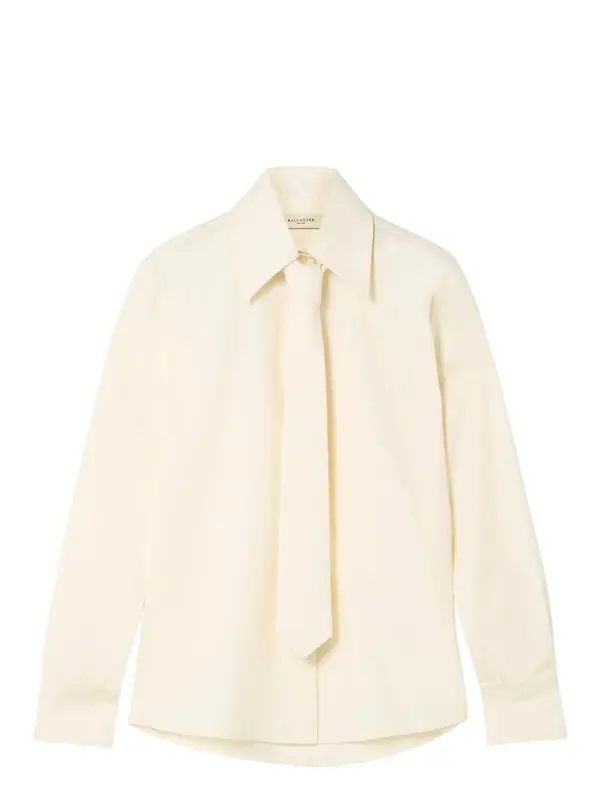 KALLMEYER Billie Tie-detailed Poplin Shirt - Cream
