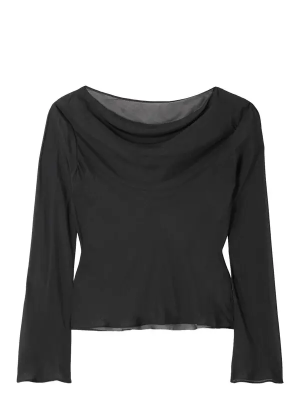 Sir The Label Strobe Draped Silk-chiffon Top - Black