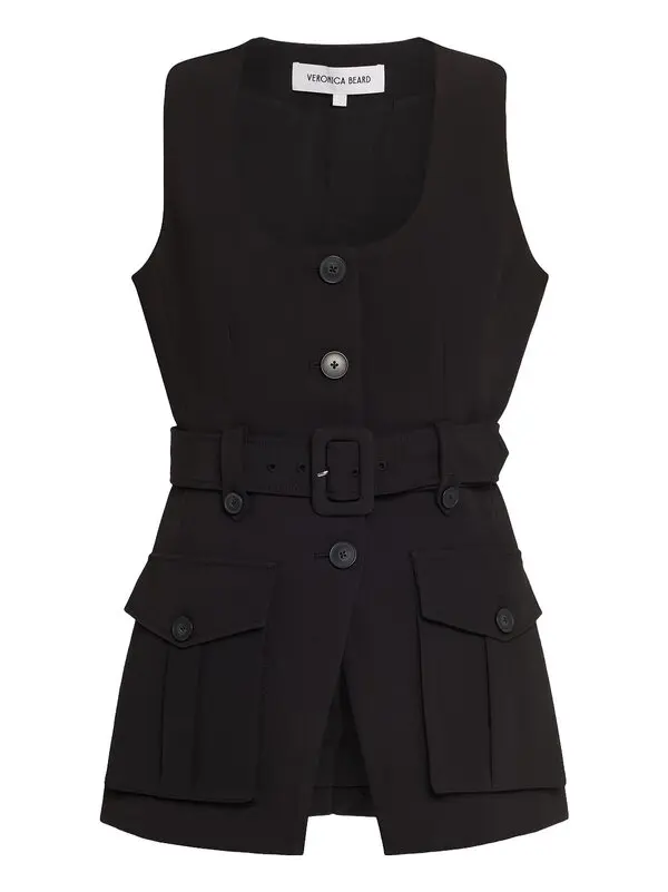 Veronica Beard Tailored Utility Vest - Black