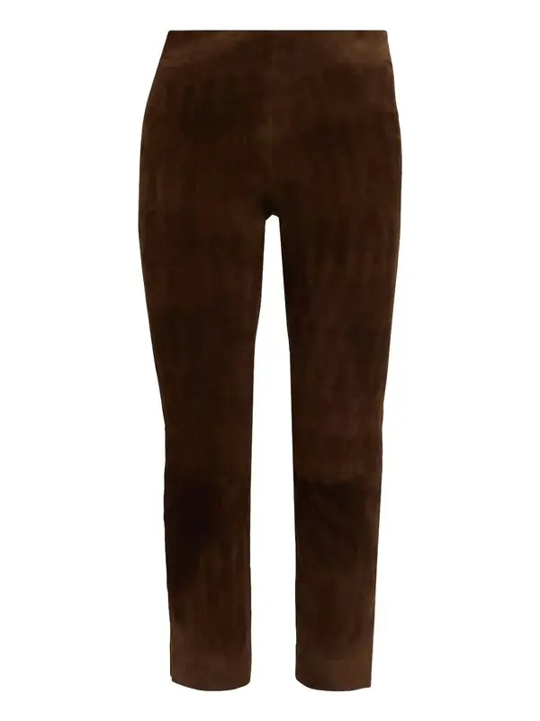 Vince Suede Split-hem Cropped Pant - Chocolate