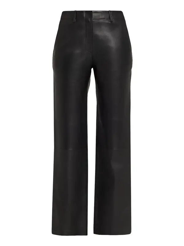 Theory Straight-leg Lambskin Leather Pants - Black
