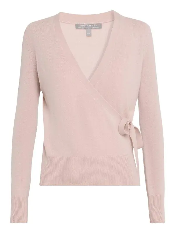 Neiman Marcus Cashmere Wrap-tie Sweater - Nude