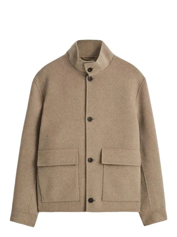 Cos Double-faced Wool Funnel Neck Jacket - Beige