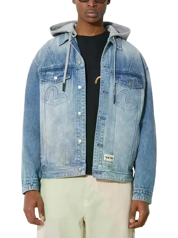 EVISU Hooded Denim Jacket - Blue