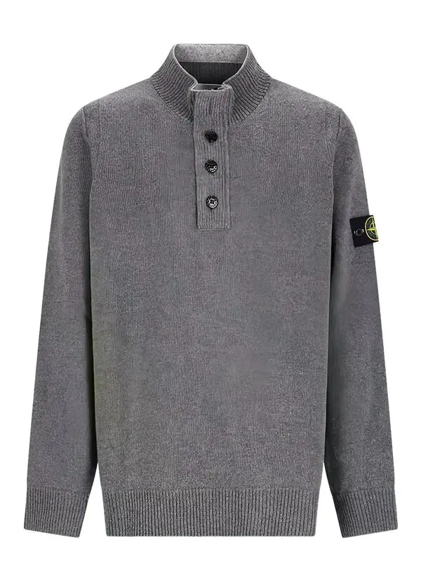 Stone Island Buttoned Long-sleeve Polo Shirt - Grey