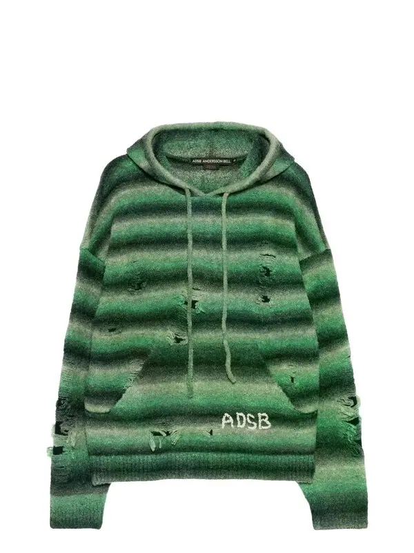 Andersson Bell Gradient Distressed Hoodie - Green