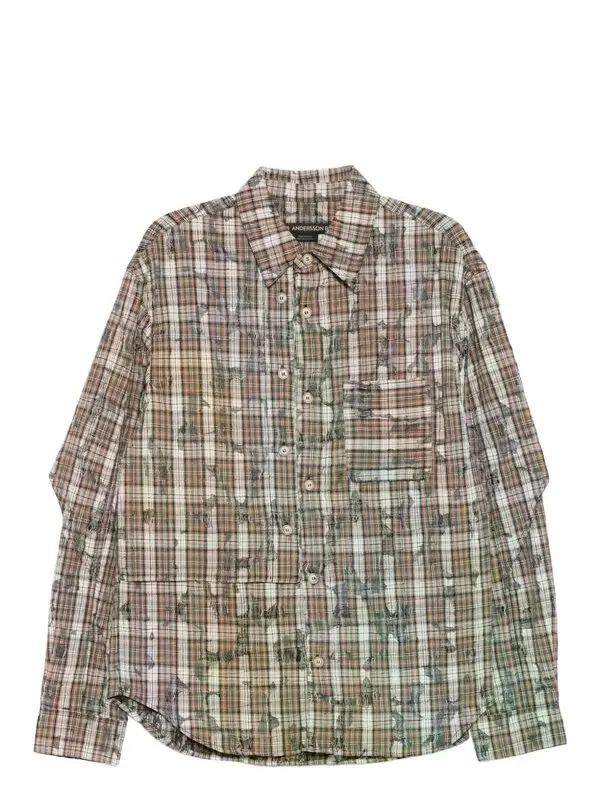 Andersson Bell Checked Layered Shirt - Brown