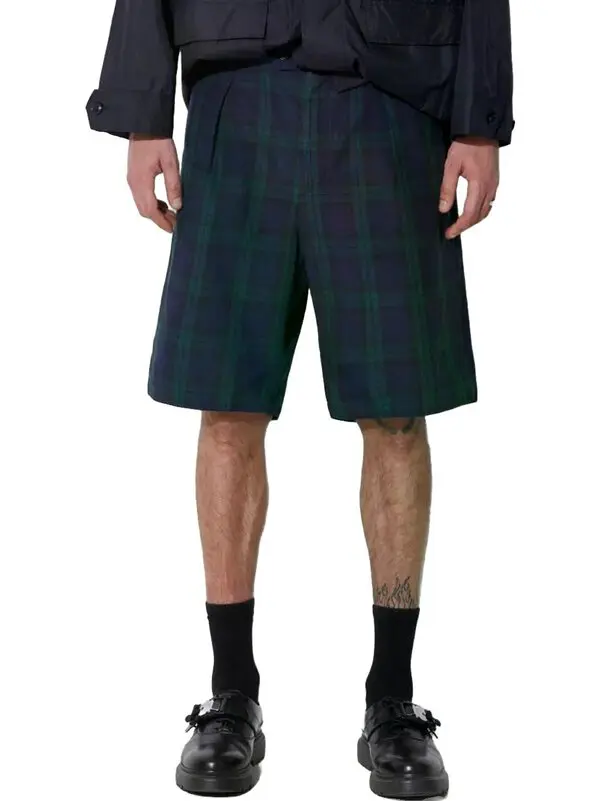 Engineered Garments Pleated Tartan Shorts - Blue