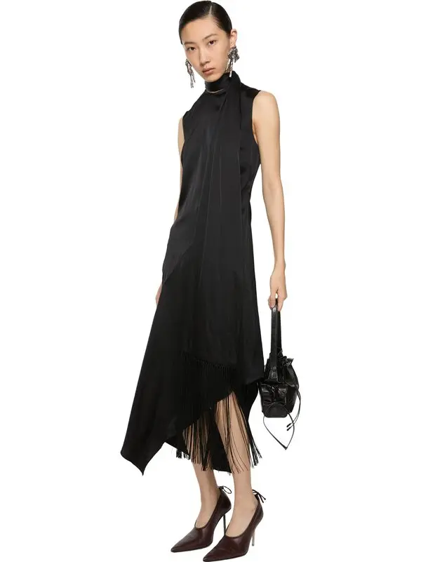 Acne Studios Satin Scarf Dress - Black