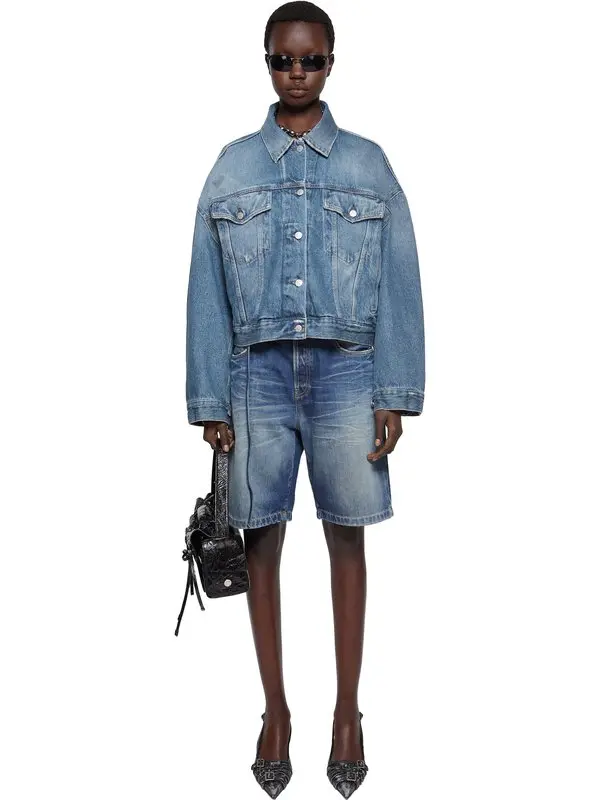 Acne Studios Relaxed Cropped Denim Jacket - Mid Blue