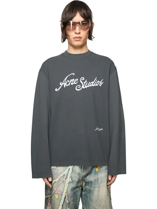 Acne Studios Embroidered Logo T-shirt - Faded Grey