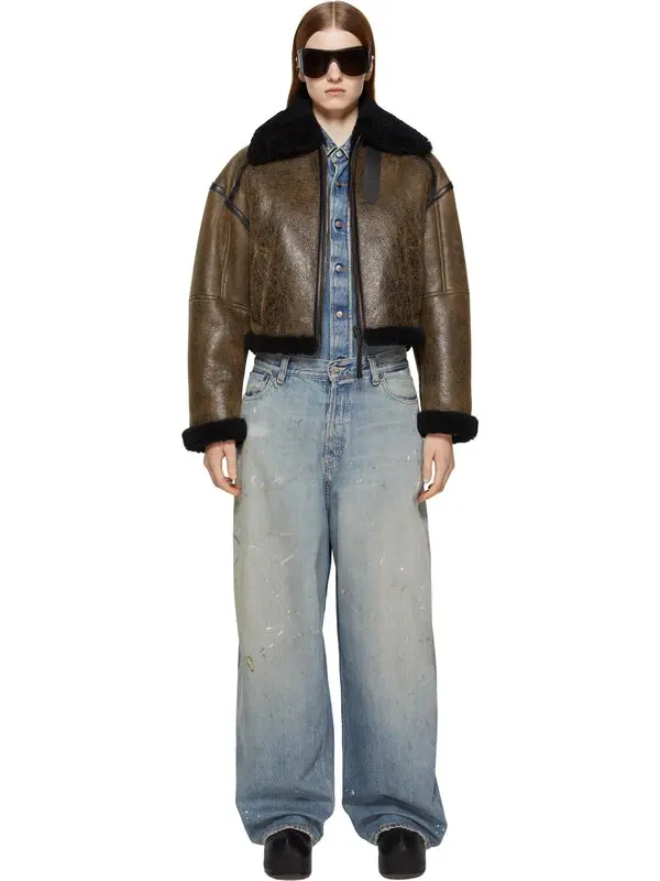 Acne Studios Shearling Jacket - Dark Brown,black