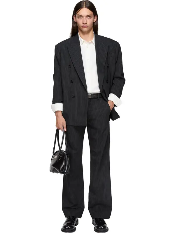 Acne Studios Pinstripe Wool-blend Trousers - Black