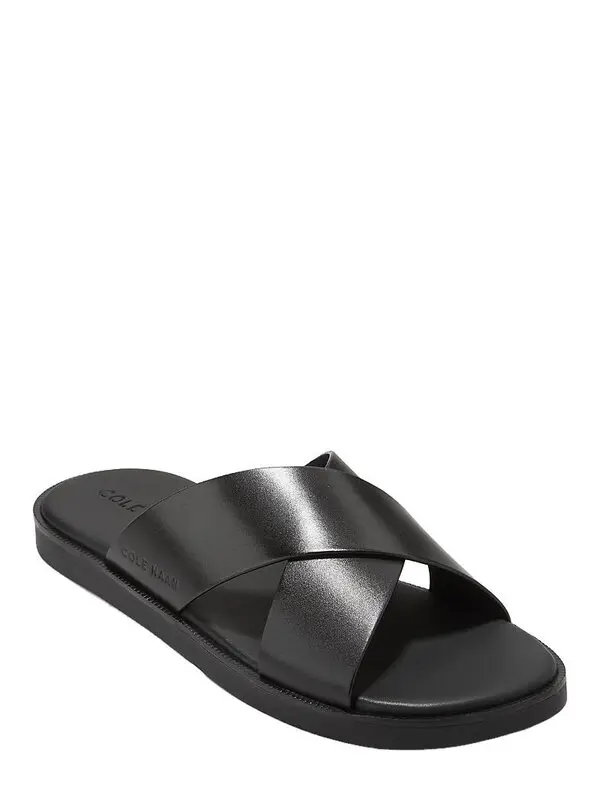 Cole Haan Nantucket Cross Strap Slides - Black/black