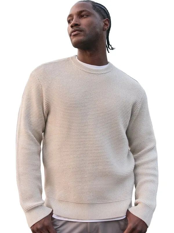 Vuori Denver Waffle Crewneck Sweater - Mushroom