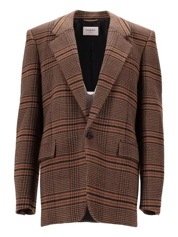 Saint Laurent Prince De Galles Jacket - Marron Beige Roux