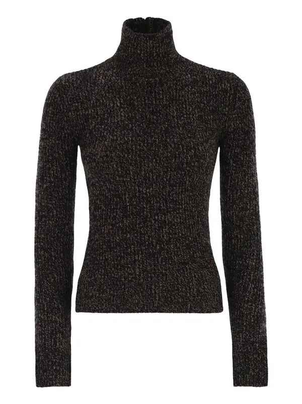 Max Mara Wool And Cashmere Mouliné Turtleneck Jumper - Brown